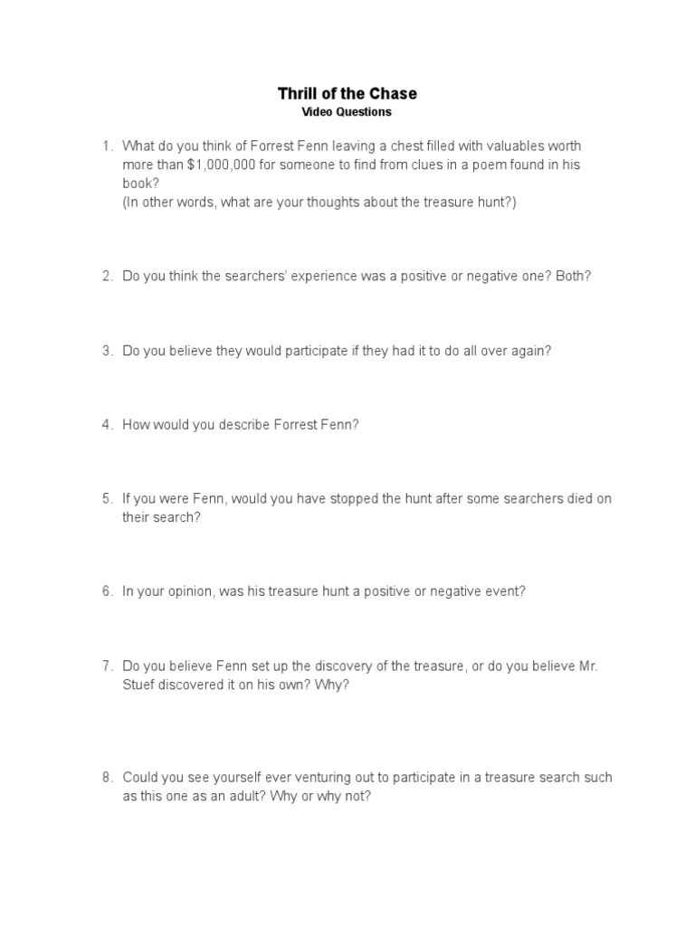 Edited - Omar Sultani - Thrill of The Chase Video Questions | PDF