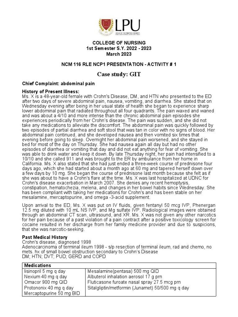 NCM 116 Lab Activity 2 NCP 1 Git Pabrnman | PDF | Medical Diagnosis ...