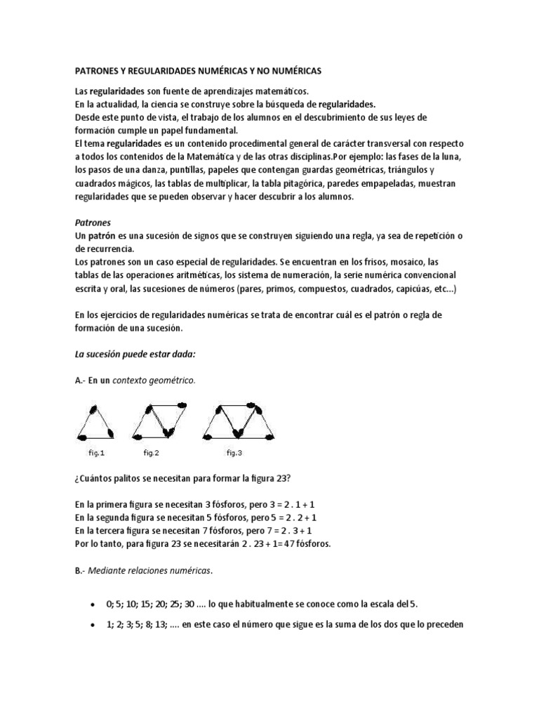 Patrones y Regularidades Numéricas y No Numéricas | PDF | Secuencia ...