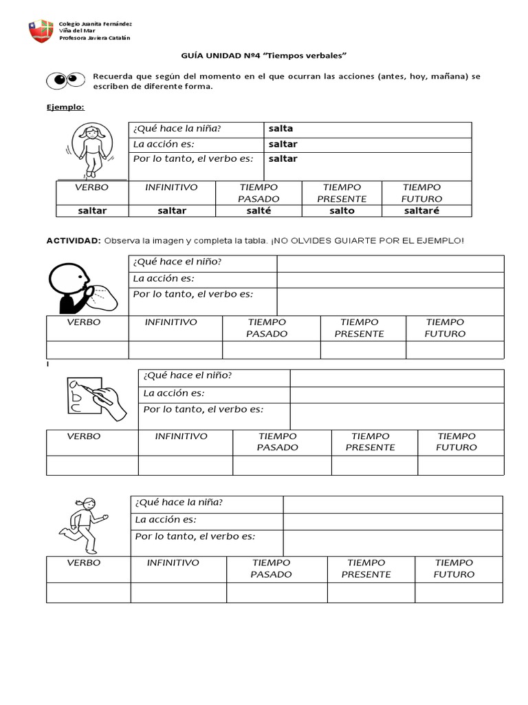 Guía Unidad Nº4 Tiempos Verbales | PDF
