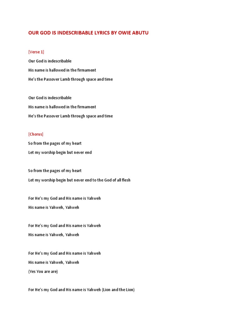 Owie Abutu - Our God Is Indescribable | PDF