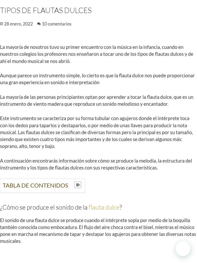 TIPOS DE FLAUTAS DULCES - NEOMÚSICA - Tu Blog de Música | PDF | Flauta | Grabadora (instrumento ...