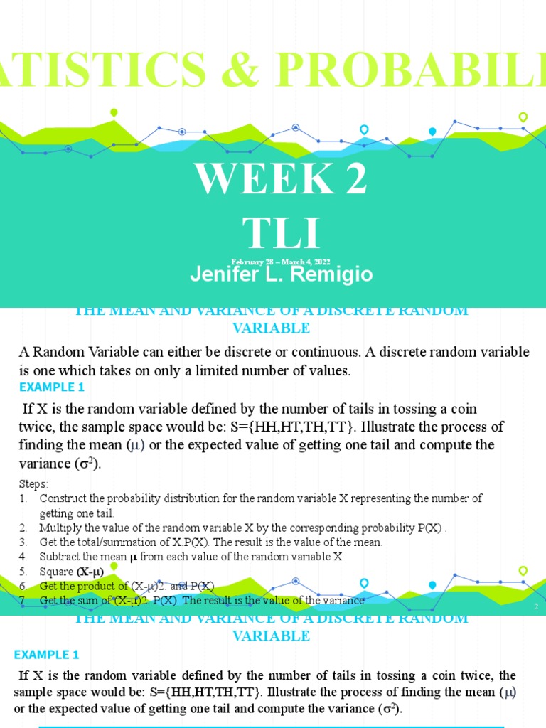 Week 2 Tli | Download Free PDF | Expected Value | Variance