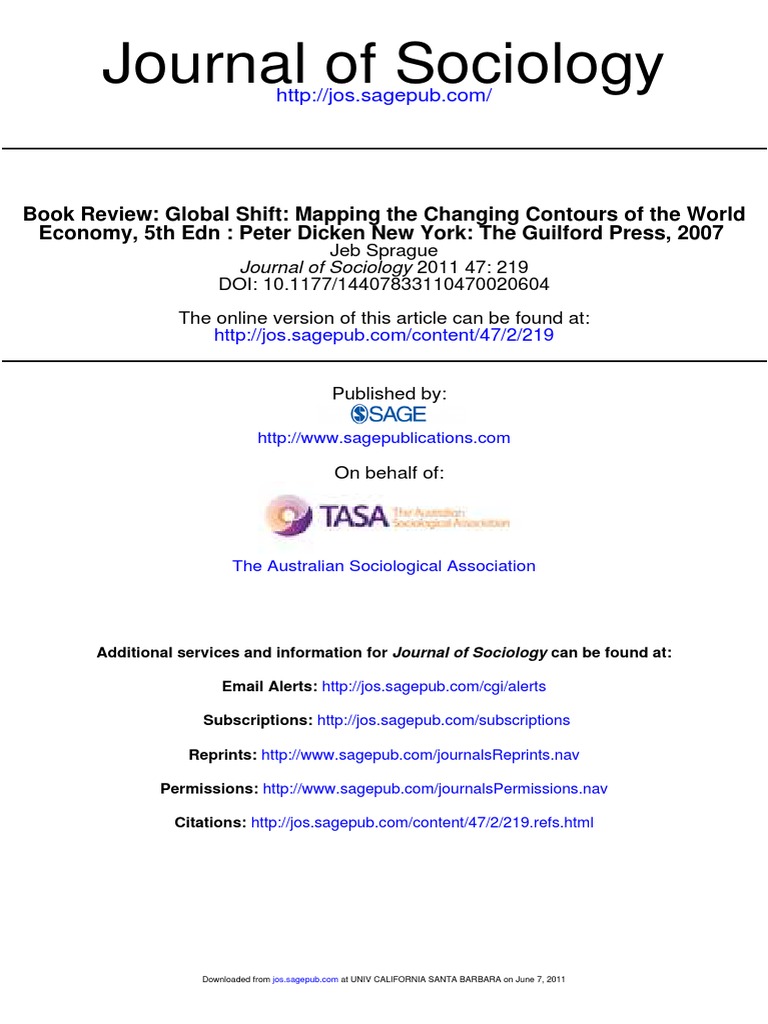 2011 Review of Peter Dicken Global Shift | PDF | Globalization | Sociology
