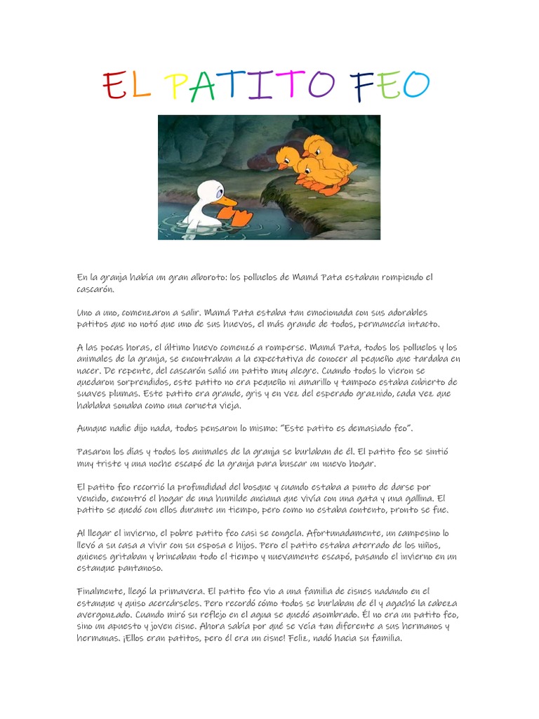 El Patito Feo Cuento Completo Pdf