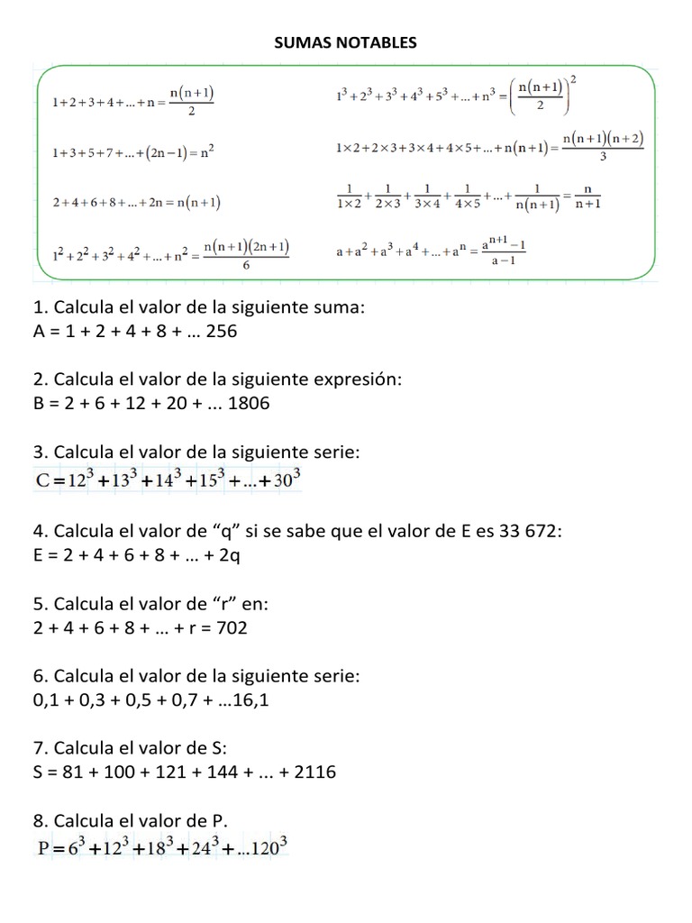 Sumas Notables | PDF