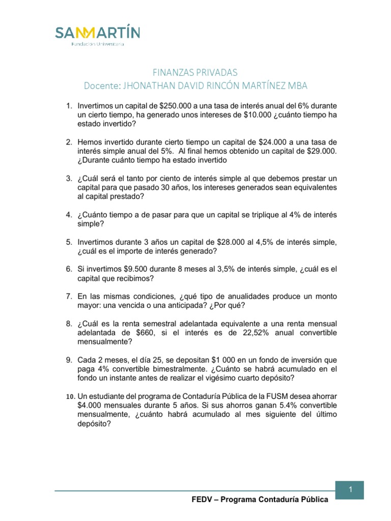 M4 Taller Finanzas Privadas | PDF