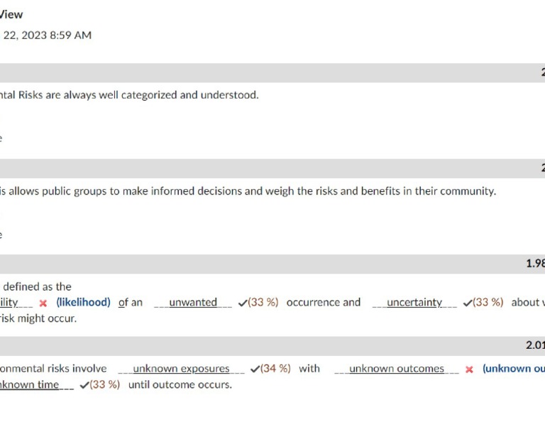 Risk Assessment Quiz Overview | PDF