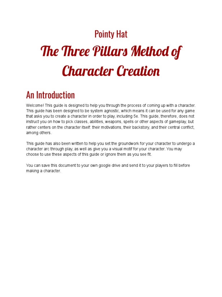 Pointy Hat - Character Creation Guide | PDF