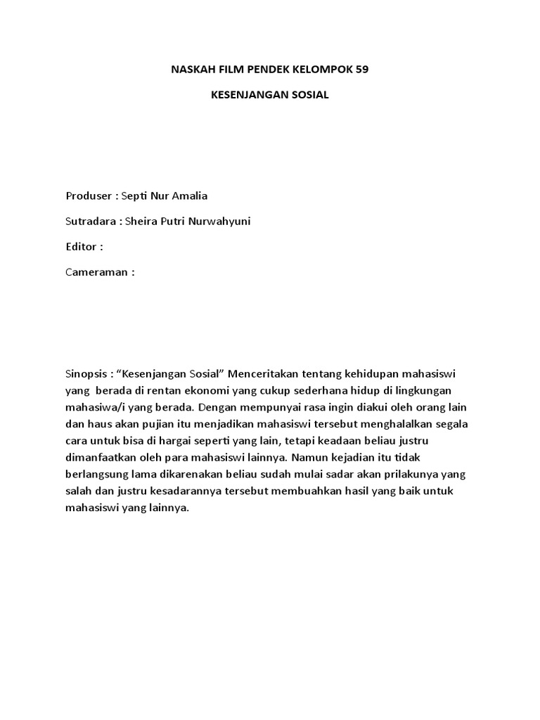 NASKAH FILM PENDEK KELOMPOK 59 | PDF