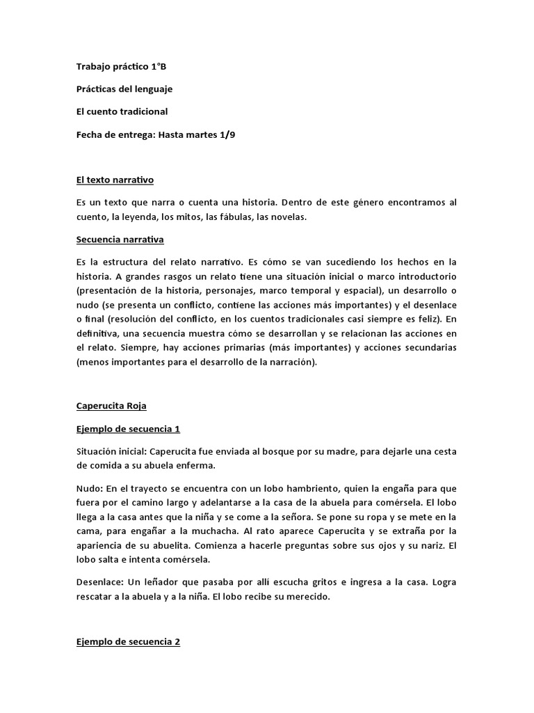 Secuencia Narrativa de Caperucita Roja | PDF | Caperucita Roja | Narración
