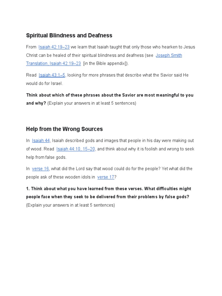 Sept 19 25 Isaiah 40 49 Seminary Assignment 3 | PDF | Jesus | Isaiah