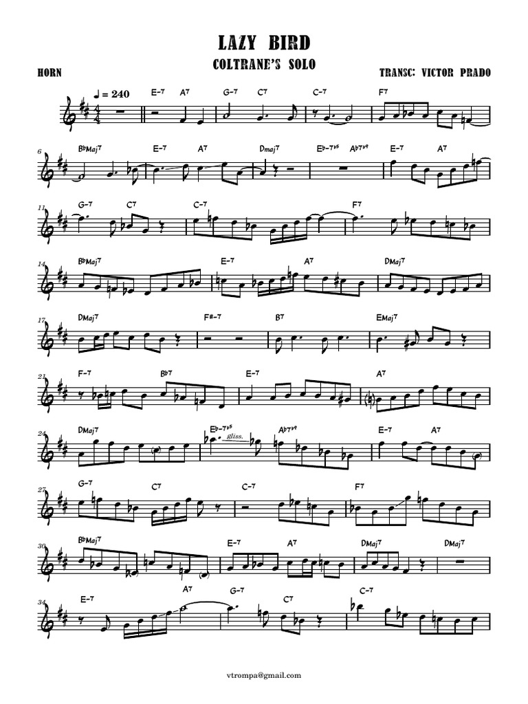 Lazy Bird Coltrane Horn | PDF