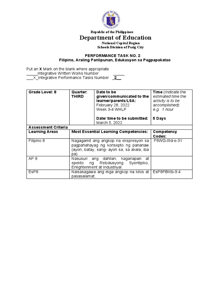 g8 q3 Pt2 Filipino Esp AP | PDF
