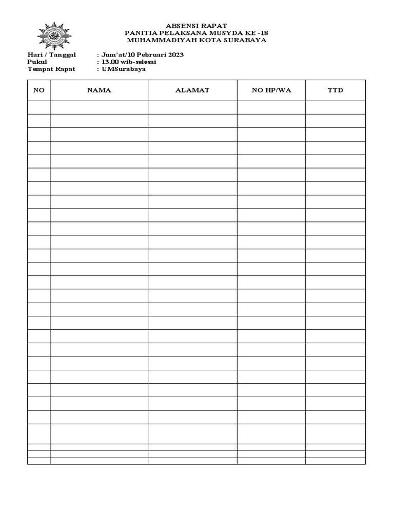 Absensi Rapat | PDF