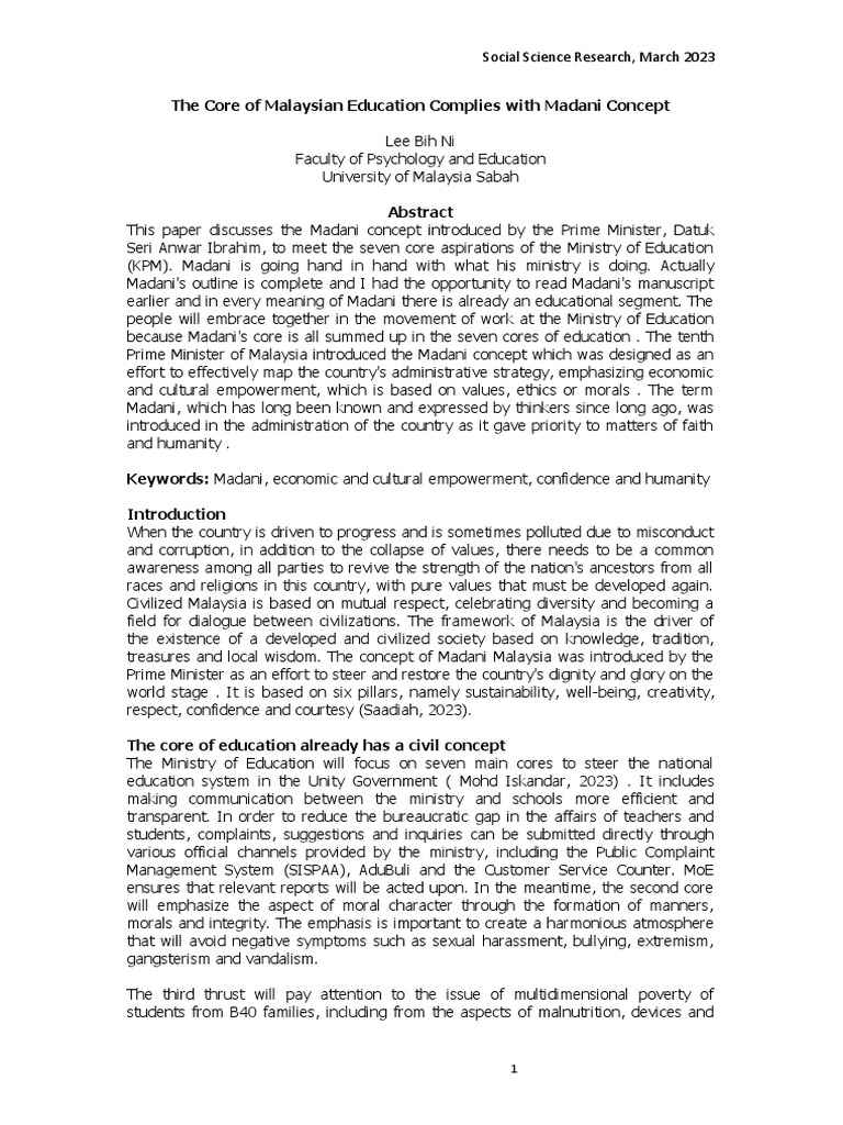 Malaysia Madani Concept in Education | PDF | Teachers | Schools