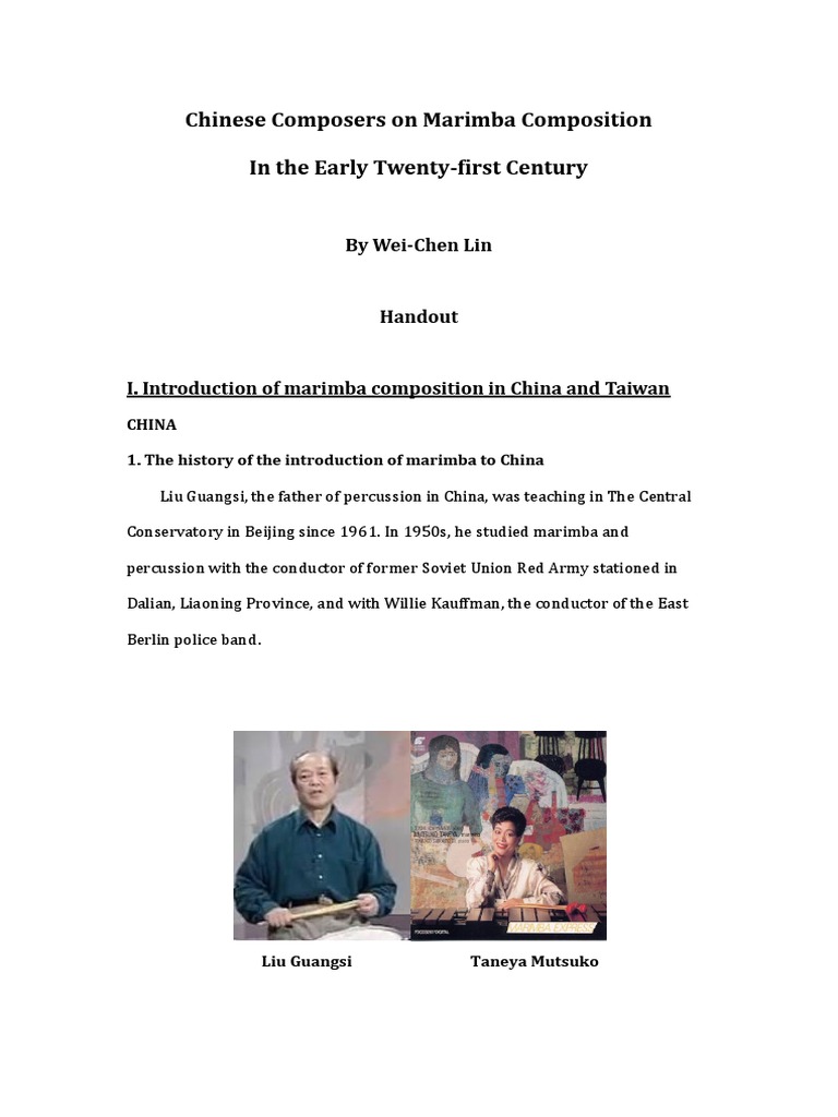 Chinese Marimba Pieces - Paper - Wei Chen Lin Lecture - Recital ...