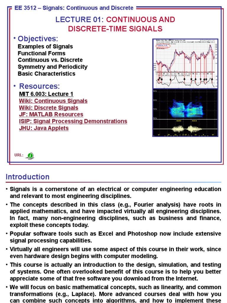 Lecture 01 | PDF | Discrete Time And Continuous Time | Digital Signal