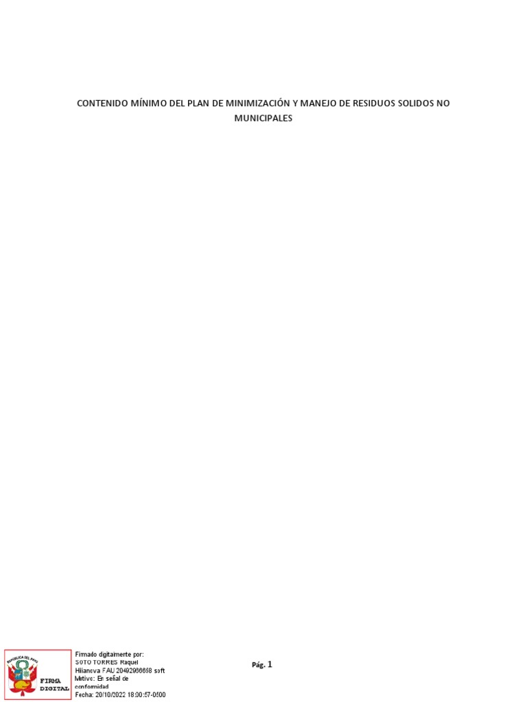 Anexo Rm. 218-2022-Minam - Proyecto de Contenido Minimo Del Plan de Minimizacion y Manejo de ...