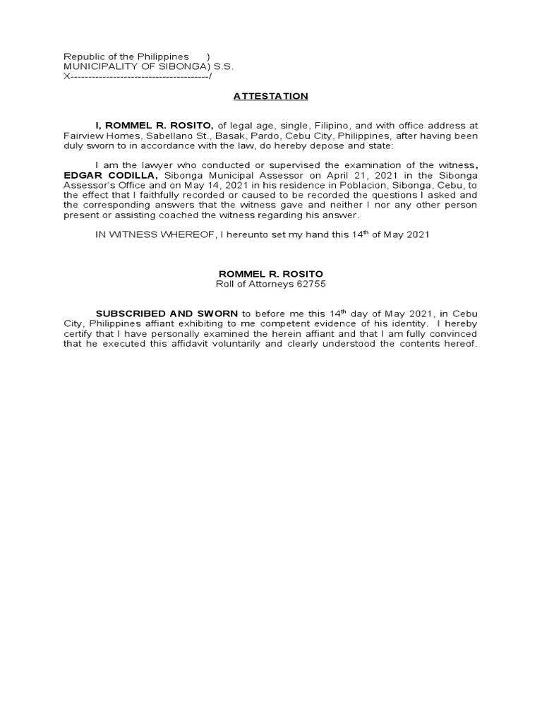 Sworn Attestation | PDF