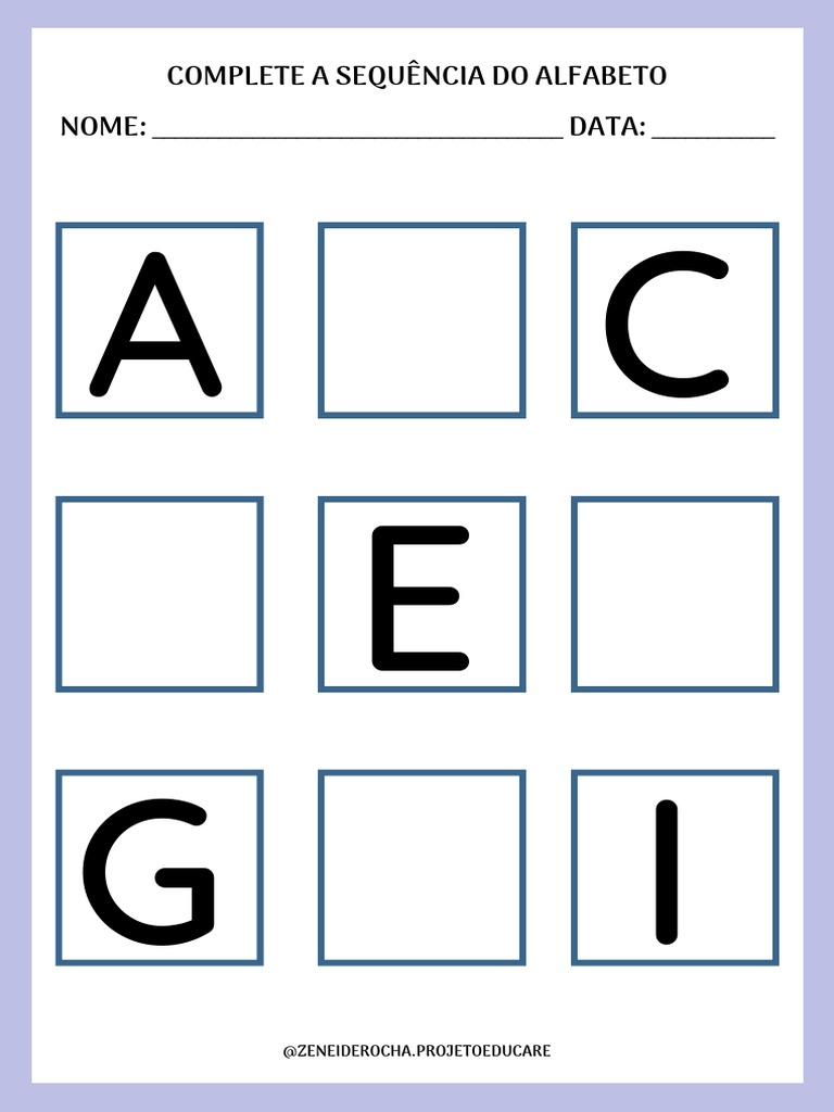 Complete A Sequencia Do Alfabeto | PDF