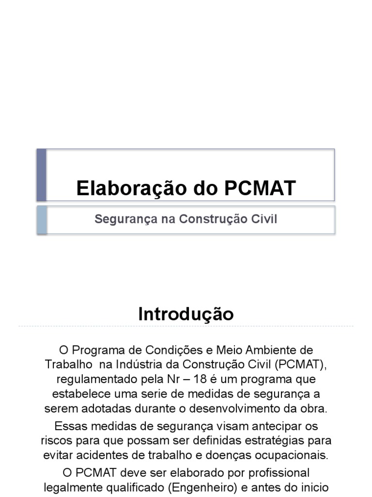 Elaboração Do PCMAT | PDF | Engenharia Civil
