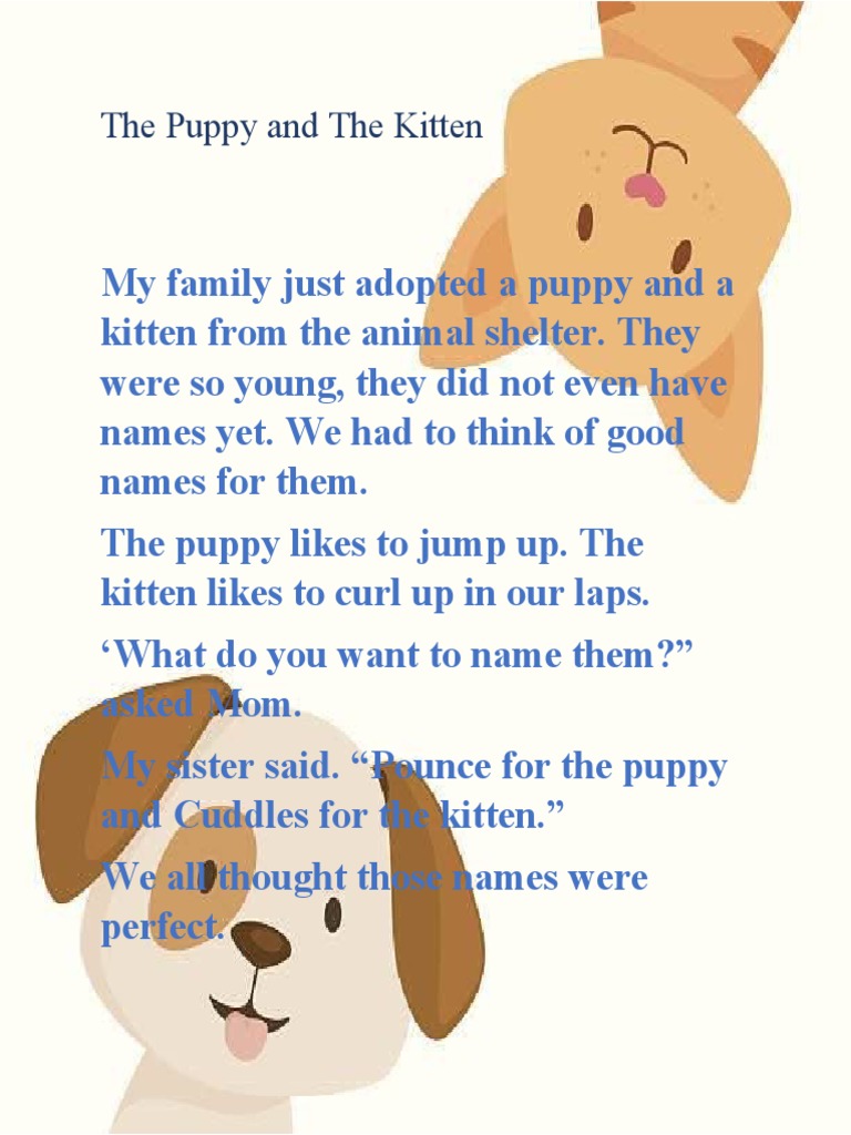 The Puppy and The Kitten Story | PDF