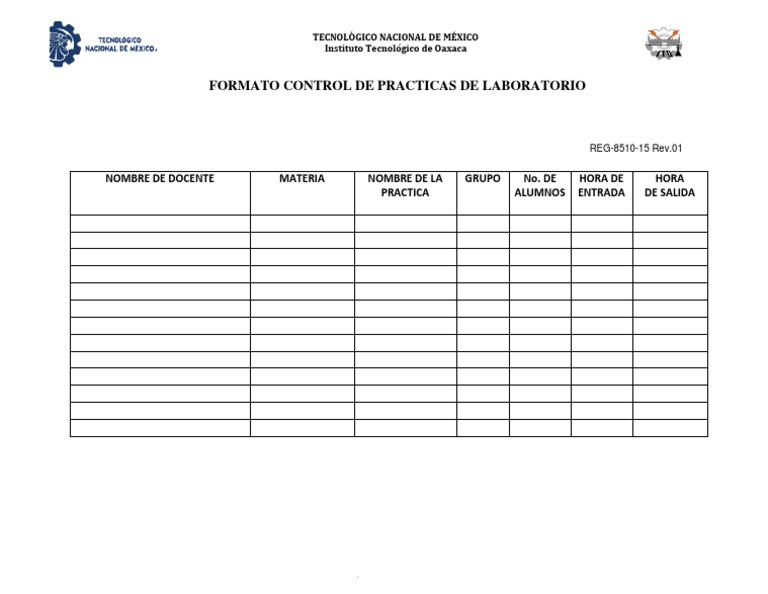 Formato de Control de Prácticas de Laboratorio (Docente) | PDF