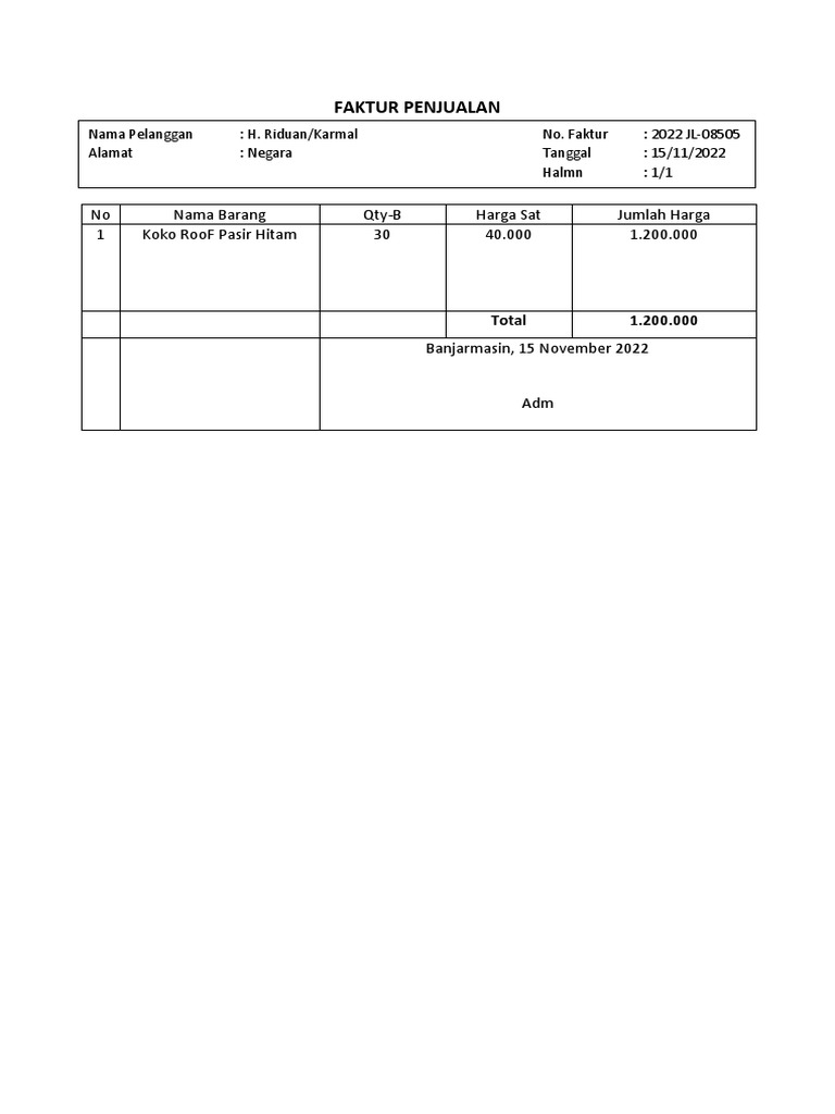 Faktur Penjualan | PDF