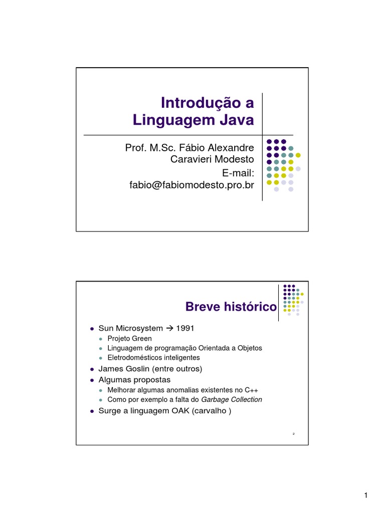 Introdução A Linguagem Java | Download grátis PDF | Linguagem de ...