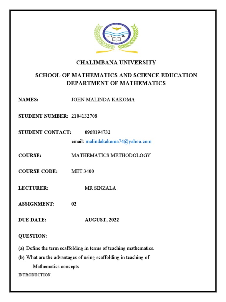 Math Assignment 02 - Complete Draft | PDF | Learning | Cognition