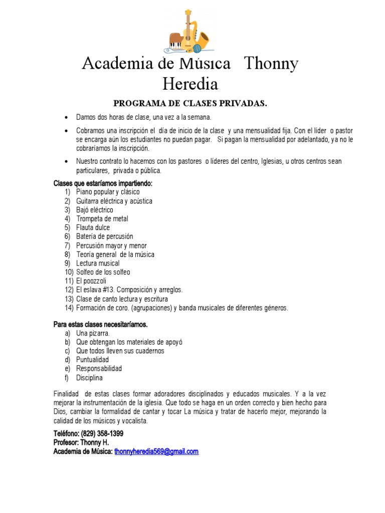 Programa de Clases Privadas. | PDF