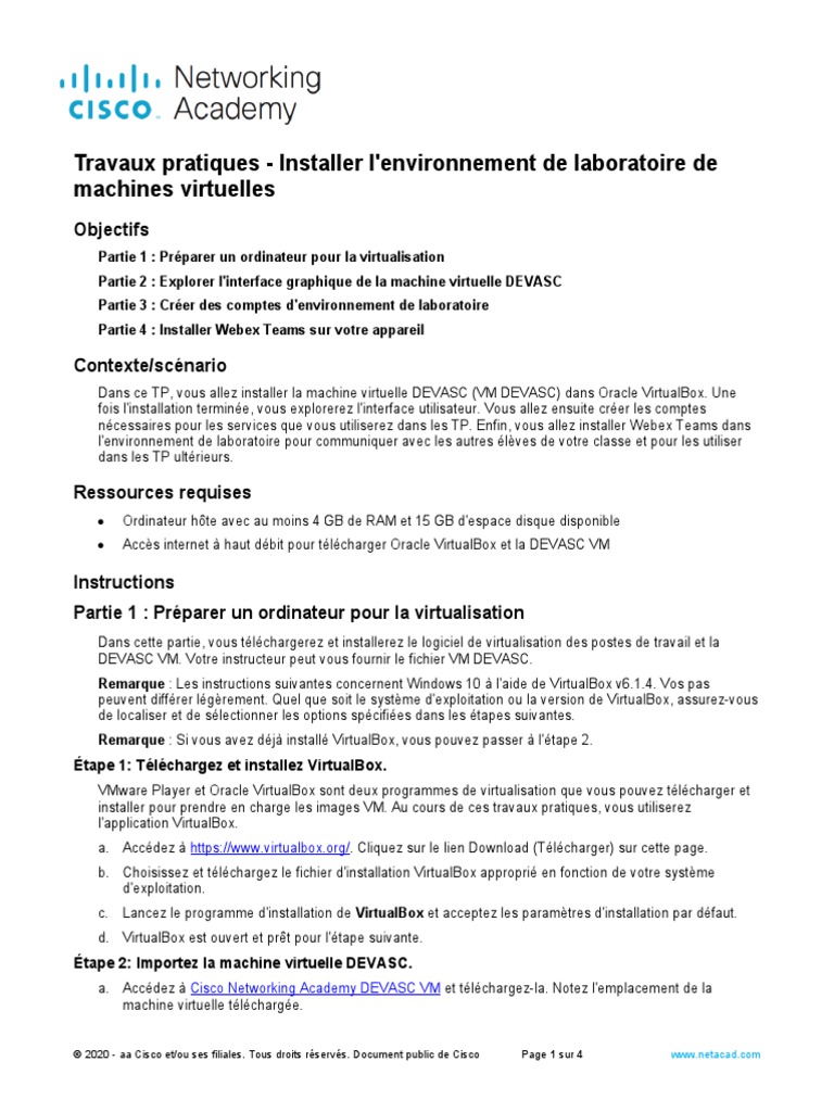 1 1 2 Lab Install The Virtual Machine Lab Environment Pdf Machine