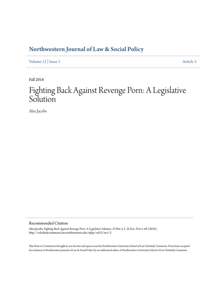 Fighting Back Against Revenge Porn A Legislative Solution | PDF ...