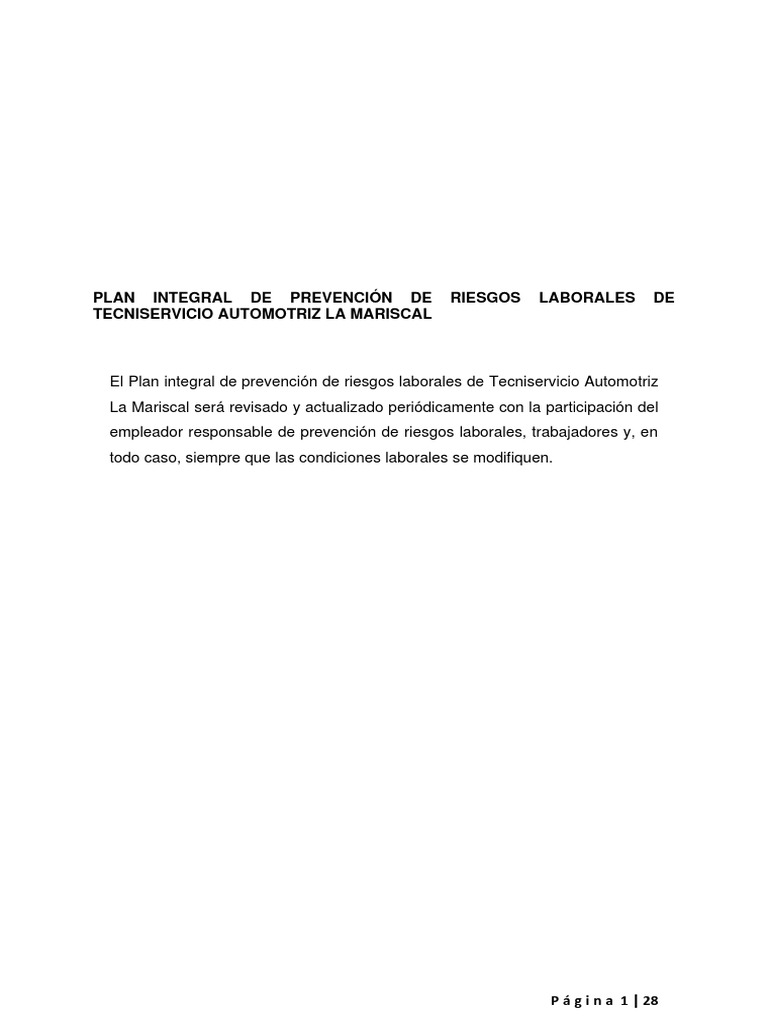 Plan Integral de PRL | PDF | Seguridad y salud ocupacional