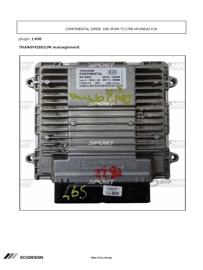 Continental Sim2k-240 Irom tc1766 Hyundai Kia | PDF