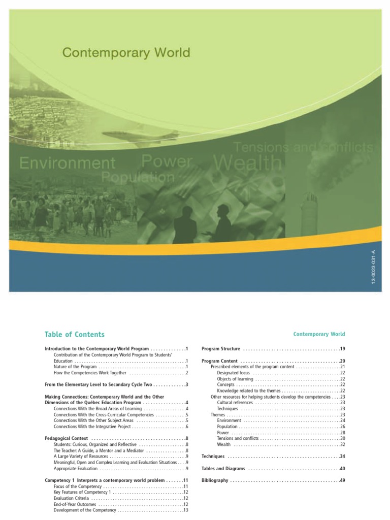 PFEQ - Monde Contemporain 4 Unites - EN | PDF | Knowledge | Social Sciences