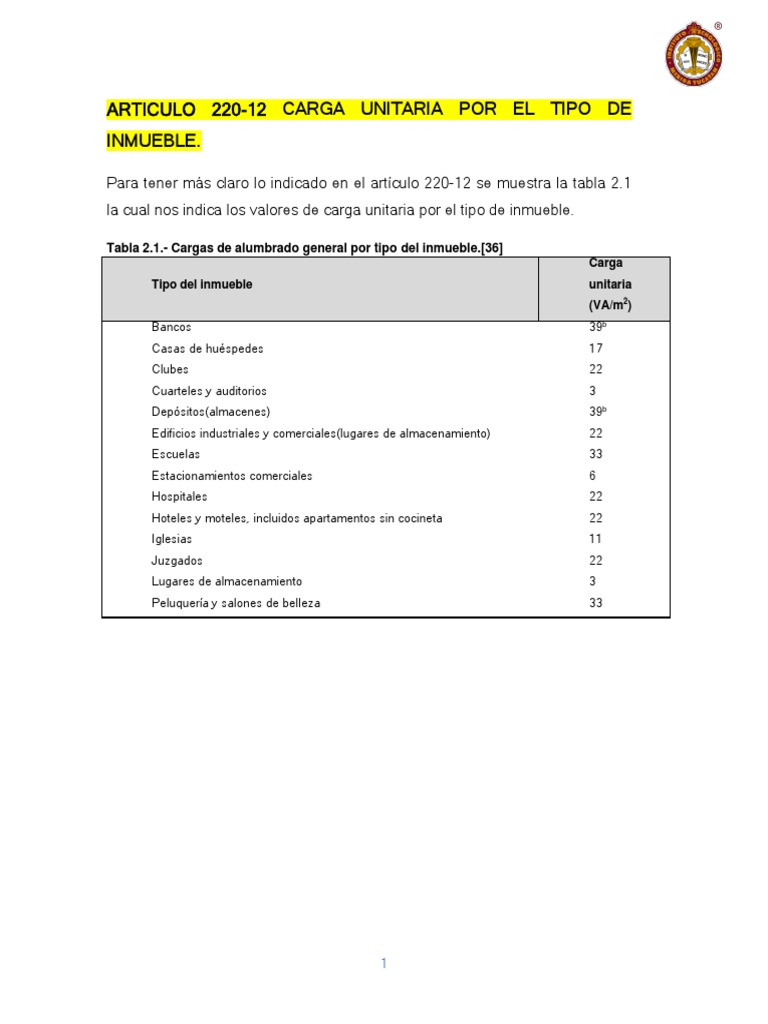 Articulo 220 Tabla | PDF