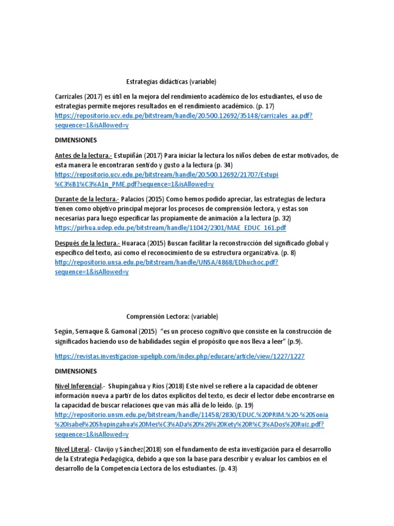 Definiciones de Variables | PDF | Comprensión lectora | Cognición