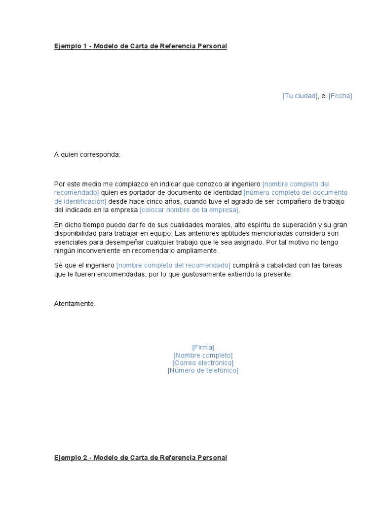 2 5 Modelo de Carta de Referencia Personal 39 | PDF