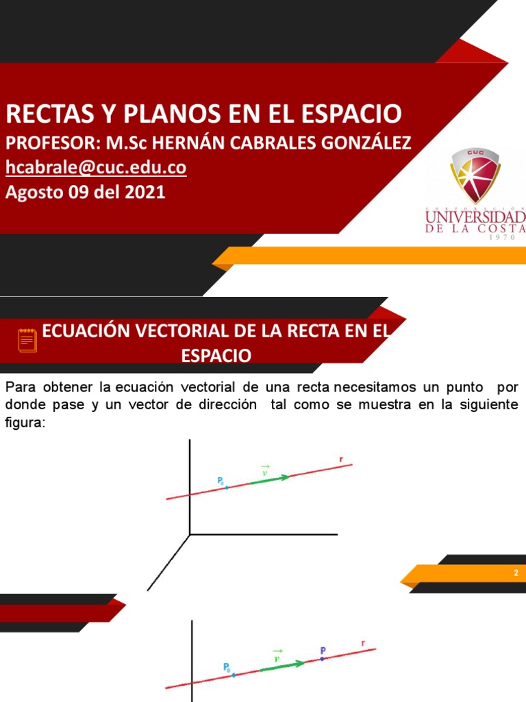 Geometría Espacial: Rectas y Planos | PDF | Vector Euclidiano | Línea (geometría)