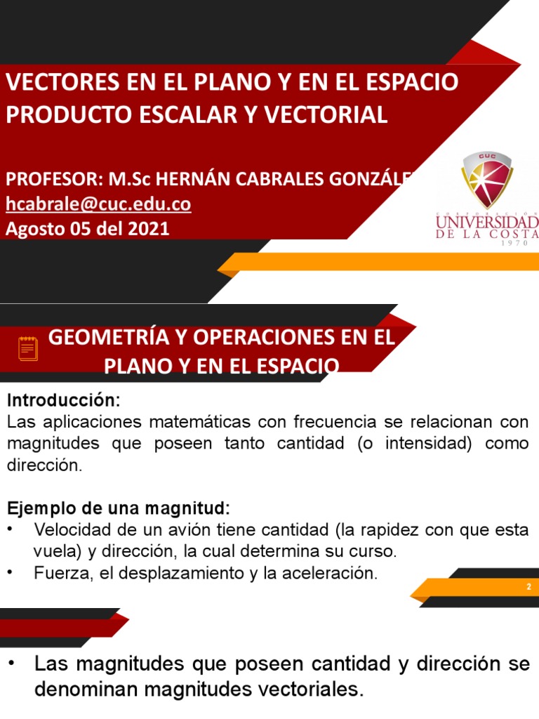 Semana 1 | PDF | Vector Euclidiano | Escalar (Matemáticas)