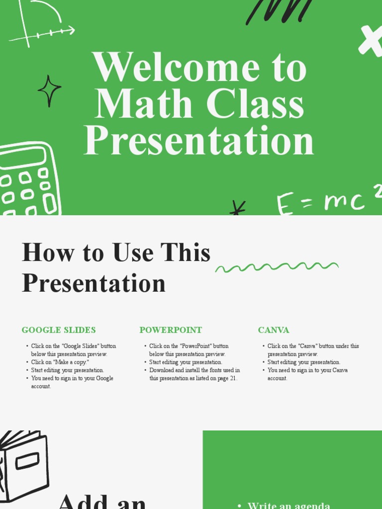 Green and Black Fun Doodles and Blobs Welcome to Math Class Creative ...