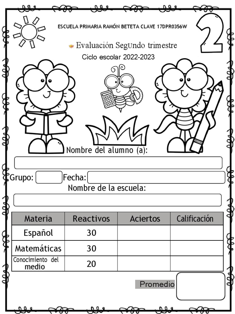 Examen Segundo Grado 2do Trimestre Pdf 3714