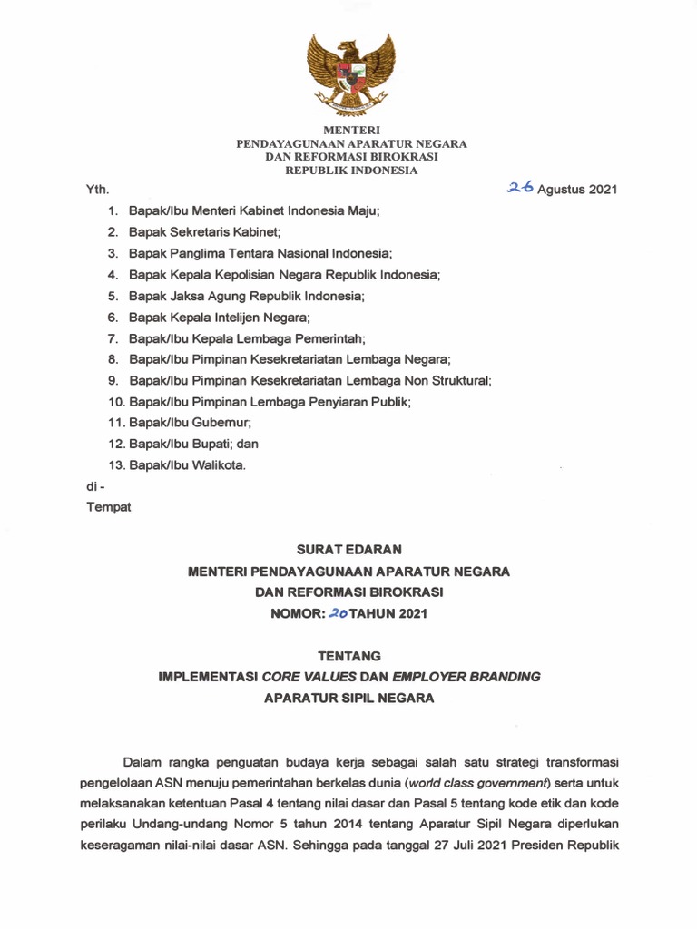 Se Menpanrb No. 20 Tahun 2021 | PDF