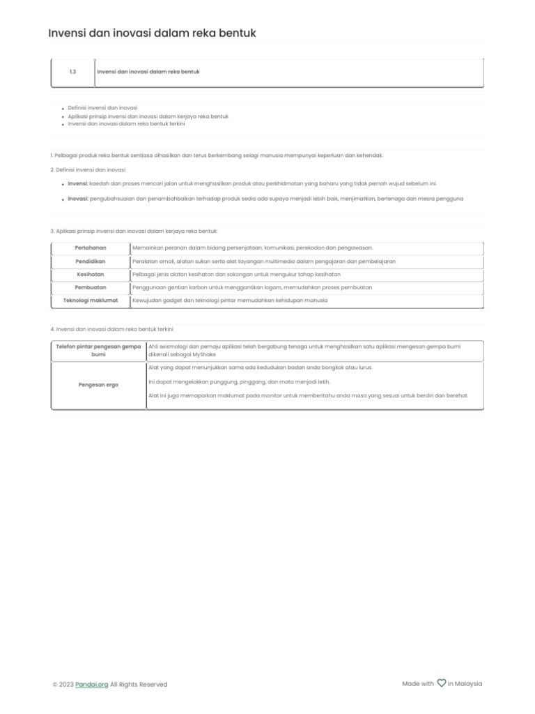 Invensi dan Inovasi dalam reka bentuk | PDF