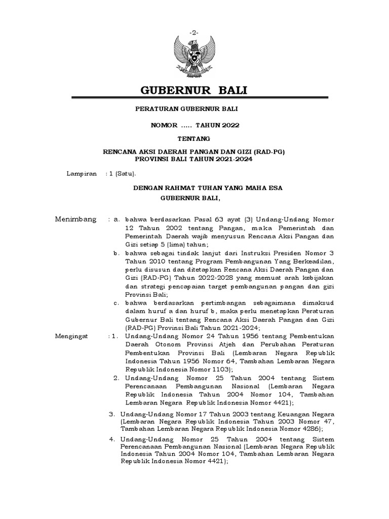 Contoh Pergub Rad Untuk Disesuaikan Isinya | PDF
