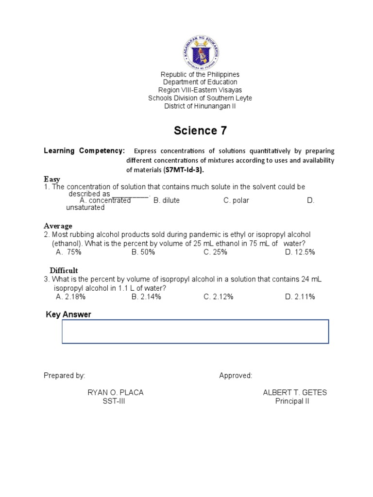 Test Item Bank in Science 7, TLE - 10 ICT and TLE - 9 EIM | PDF ...