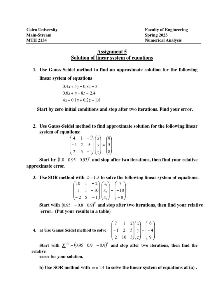 Gauss-Seidel Solver Linear Systems | PDF | Mathematical Logic | Mathematical Concepts