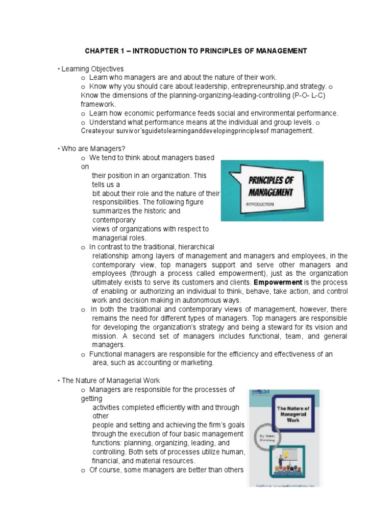 Chapter 1 - Introduction To Principles of Management | PDF | Profit ...